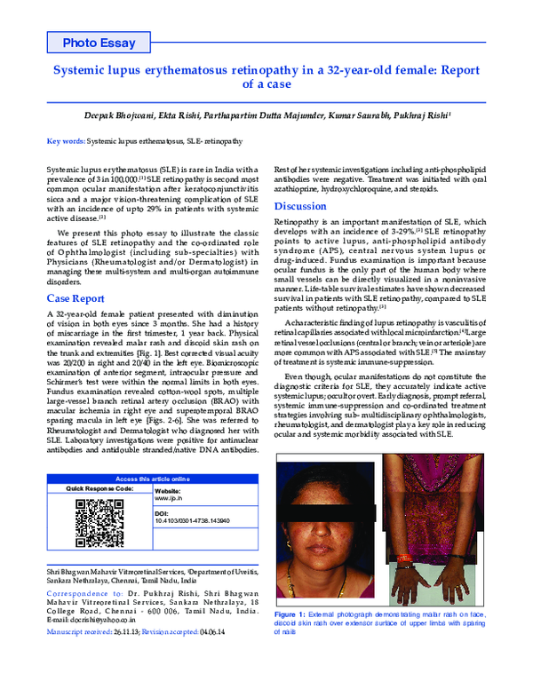 (PDF) Systemic lupus erythematosus retinopathy in a 32-year-old female ...