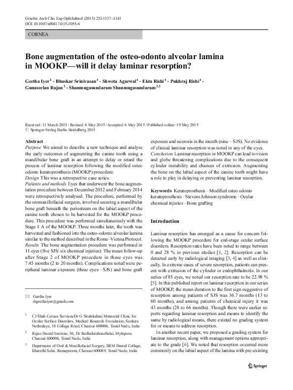 (PDF) Bone augmentation of the osteo-odonto alveolar lamina in MOOKP ...