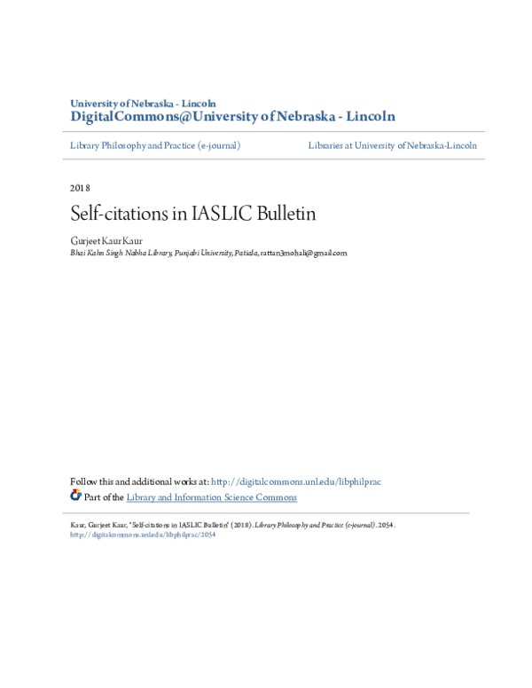 (PDF) Self-Citations in IASLIC Bulletin