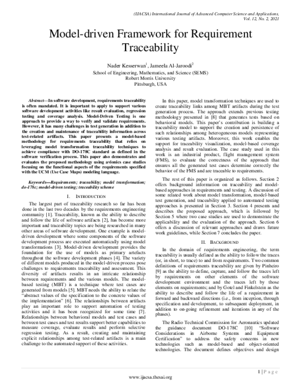 (PDF) Model-driven Framework for Requirement Traceability