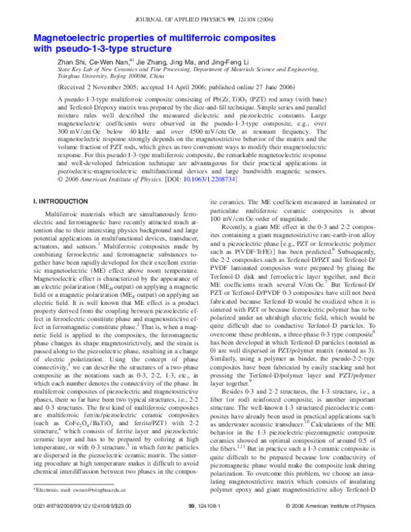 (PDF) Magnetoelectric properties of multiferroic composites with pseudo ...