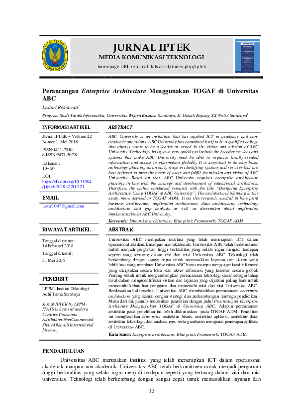 (PDF) Perancangan Enterprise Architecture menggunakan TOGAF di ...