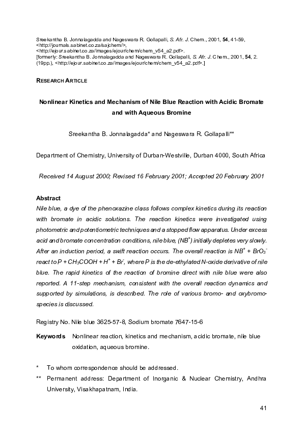 (PDF) Nonlinear Kinetics and Mechanism of Nile Blue Reaction with ...