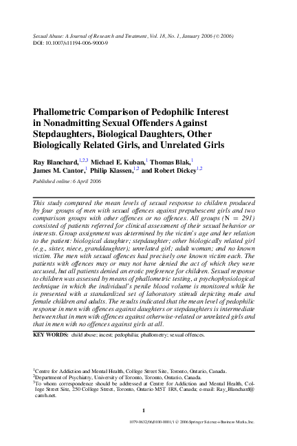 (PDF) Phallometric Comparison of Pedophilic Interest in Nonadmitting ...
