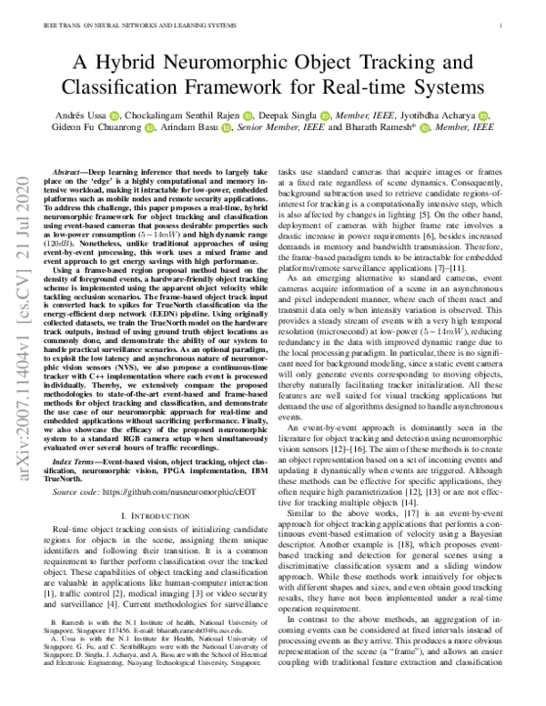 (PDF) A Hybrid Neuromorphic Object Tracking and Classification Framework for Real-time Systems
