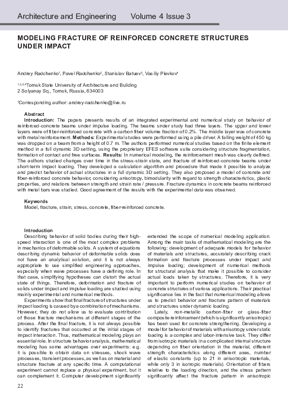 (PDF) Modeling Fracture of Reinforced Concrete Structures Under Impact