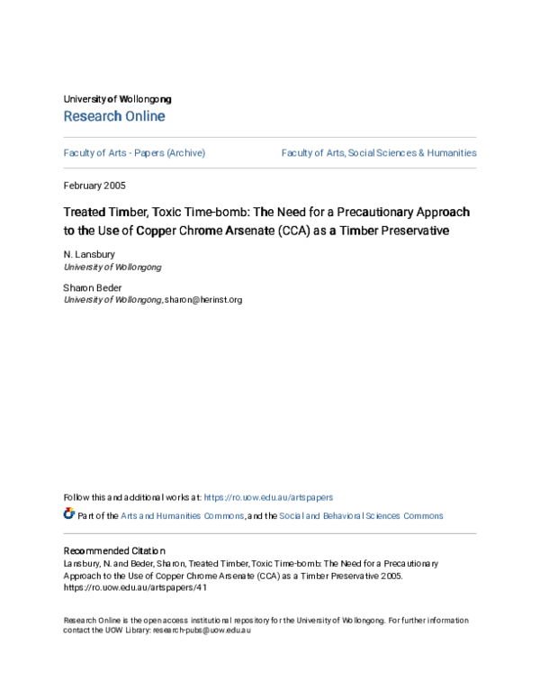 (PDF) Treated Timber, Toxic Time-bomb: The Need for a Precautionary ...