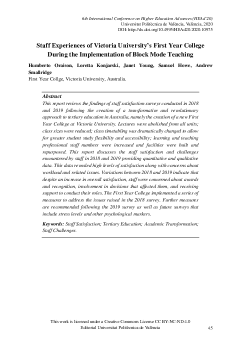 (PDF) Staff Insights on Block Mode Teaching at Victoria University