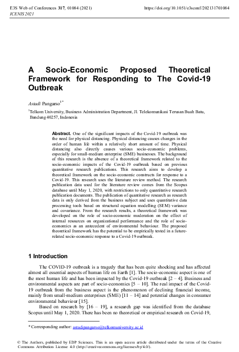 (PDF) A Socio-Economic Proposed Theoretical Framework for Responding to ...