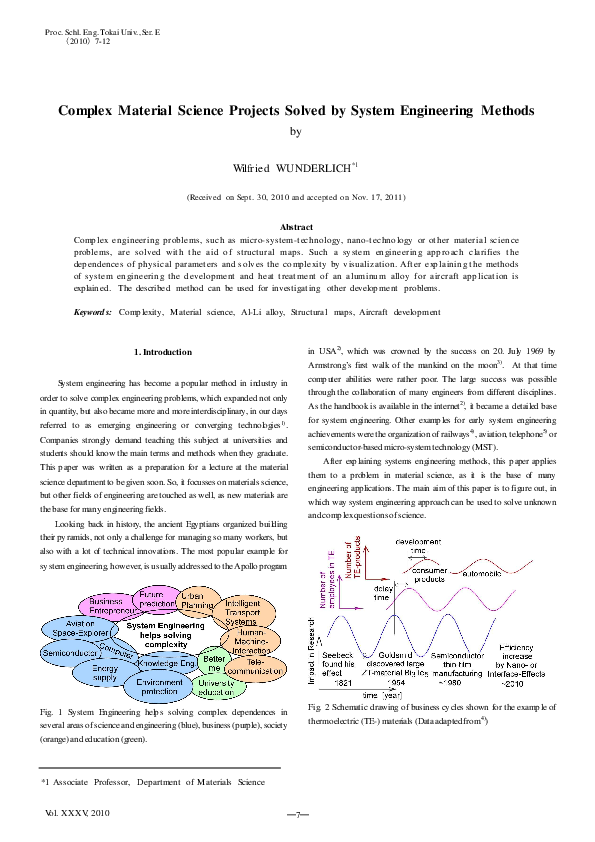 (PDF) Complex Material Science Projects Solved by System Engineering ...
