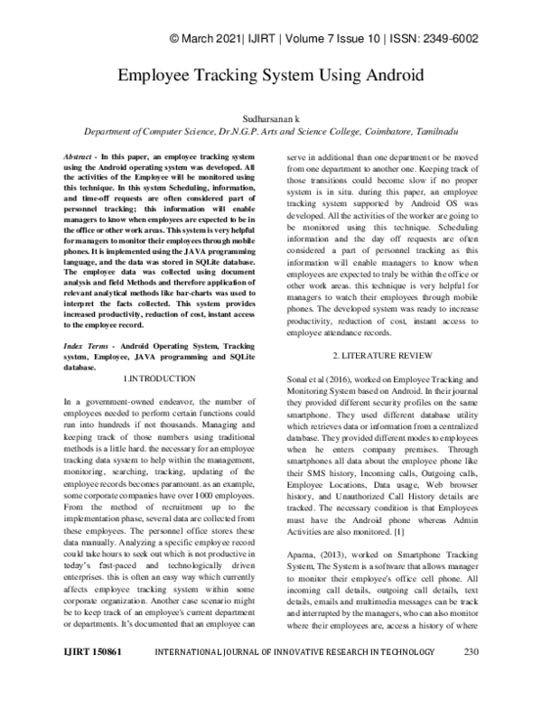 (PDF) Employee Tracking System Using Android