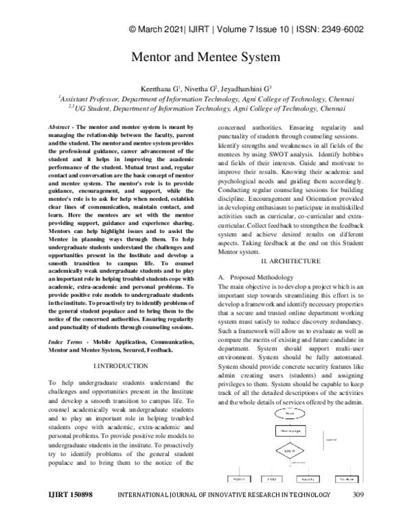 (PDF) Mentor and Mentee System