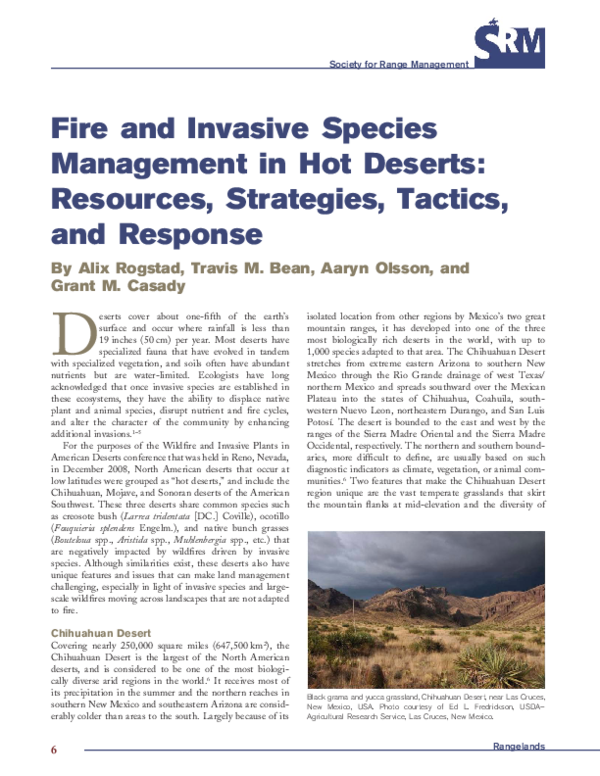 (PDF) Fire and Invasive Species Management in Hot Deserts: Resources ...