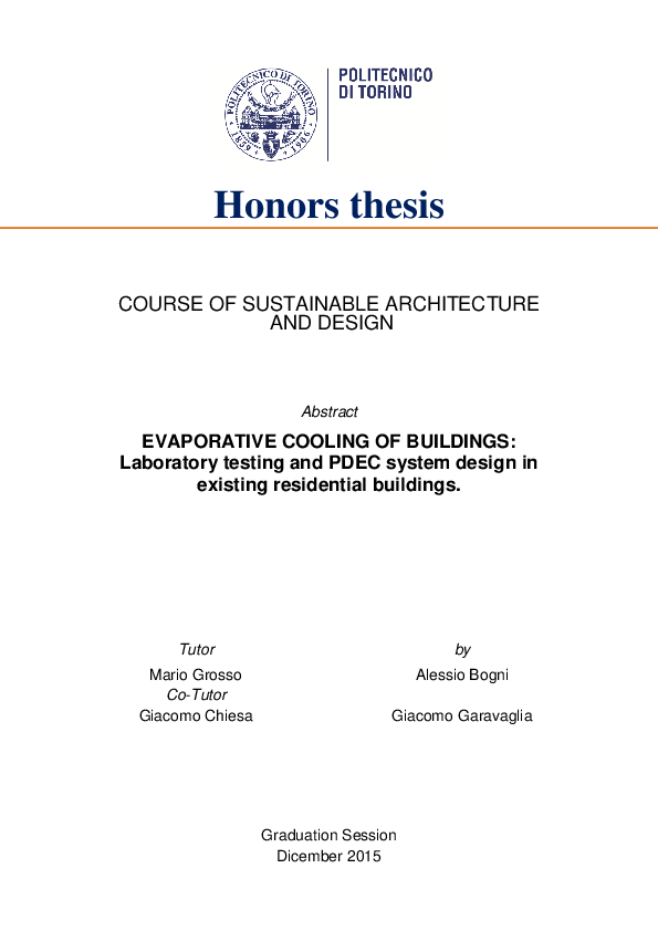 (PDF) EVAPORATIVE COOLING OF BUILDINGS: Laboratory testing and PDEC ...