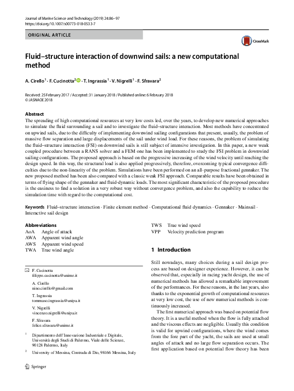 (PDF) Fluid–structure interaction of downwind sails: a new computational method