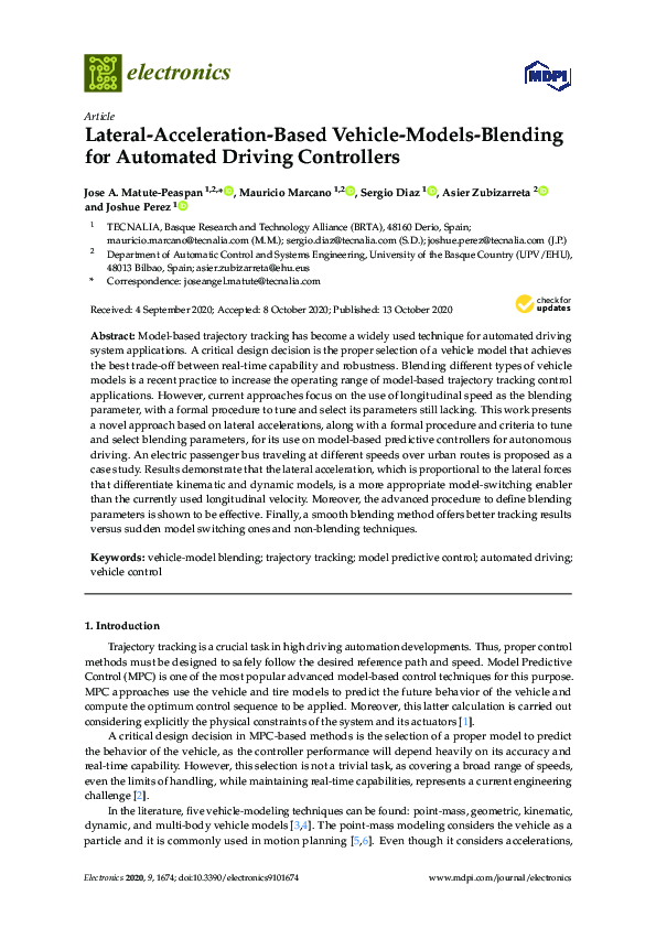 (PDF) Lateral-Acceleration-Based Vehicle-Models-Blending for Automated Driving Controllers