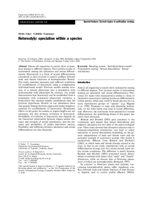 (PDF) Heterostyly: speciation within a species