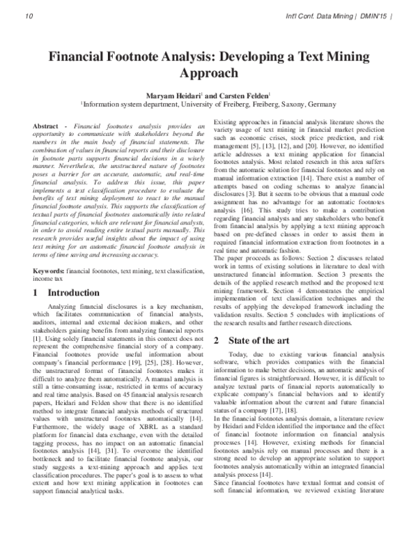 (PDF) Financial Footnote Analysis: Developing a Text Mining Approach