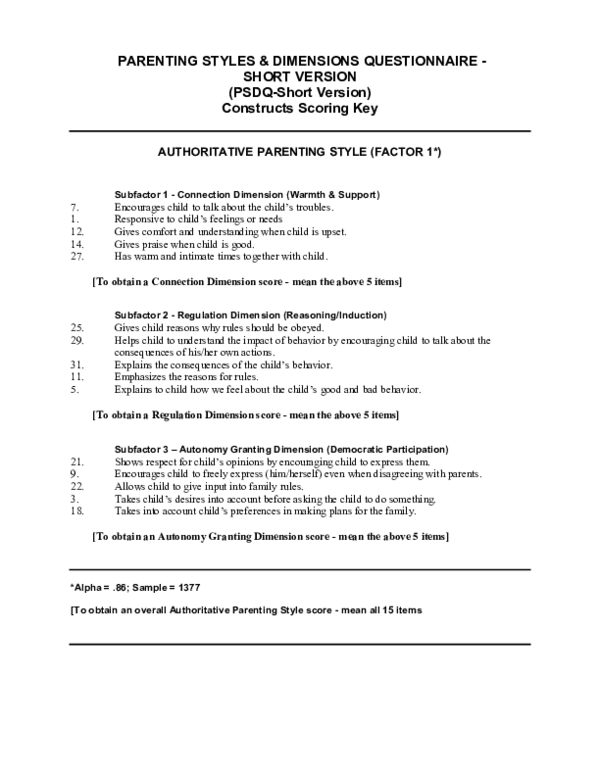 (PDF) Parenting Behavior Questionnaire | Clyde Robinson - Academia.edu