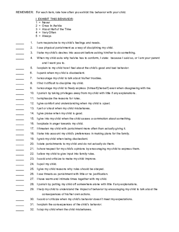 (PDF) Parenting Behavior Questionnaire