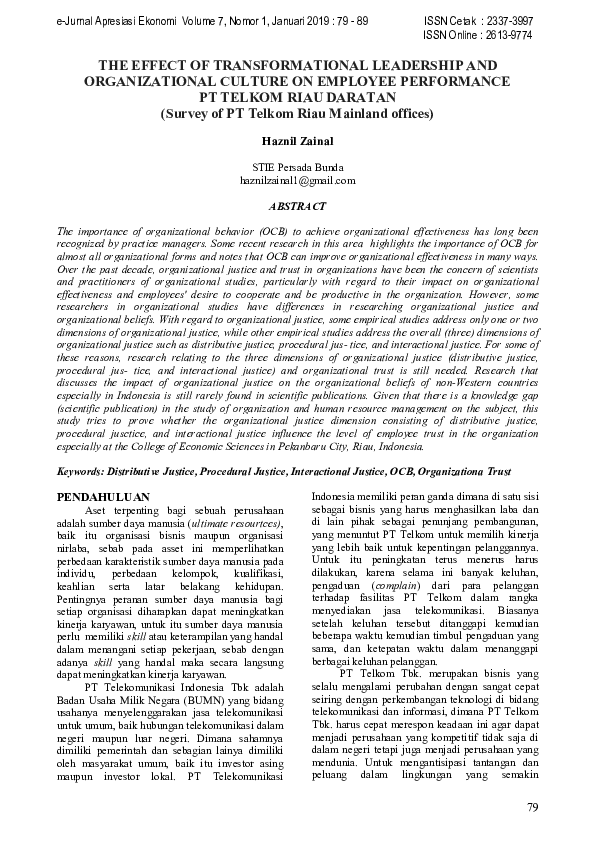 (PDF) The Effect of Transformational Leadership and Organizational Culture on Lecturer ...