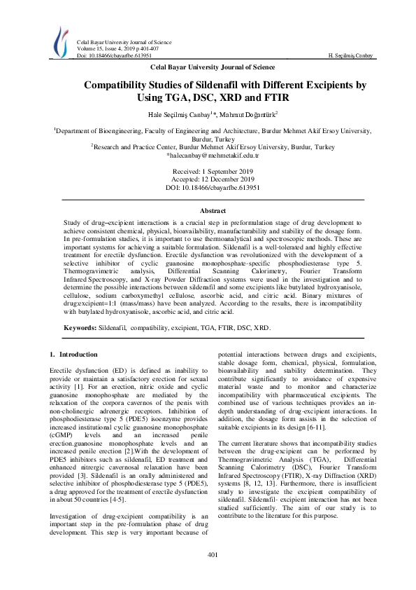 (PDF) Compatibility Studies of Sildenafil with Different Excipients by ...