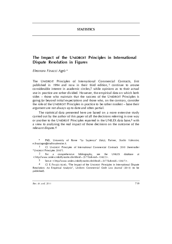 (PDF) The Impact of the UNIDROIT Principles in International Dispute ...