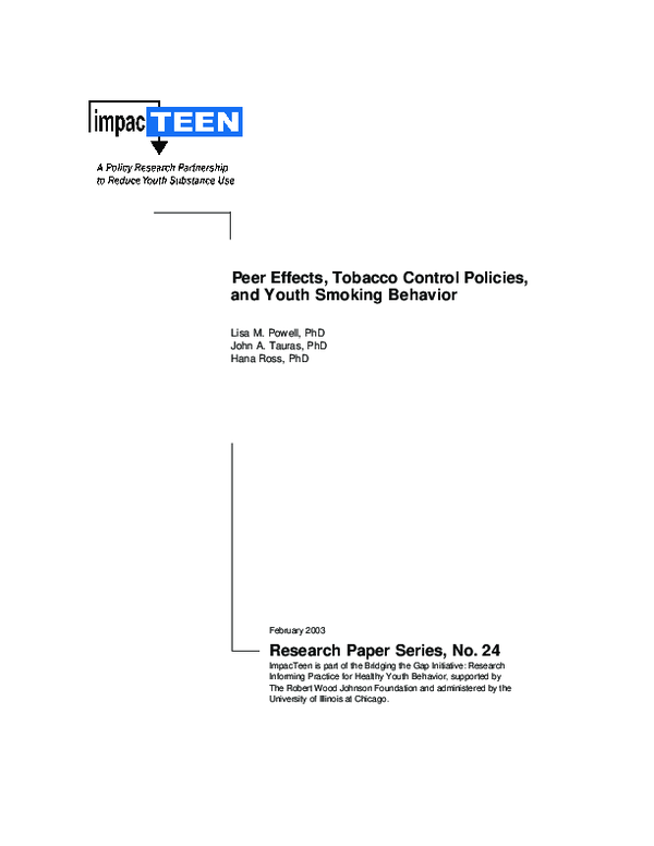 (PDF) Peer Effects, Tobacco Control Policies, and Youth Smoking ...
