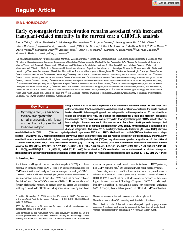 (PDF) Early cytomegalovirus reactivation remains associated with ...