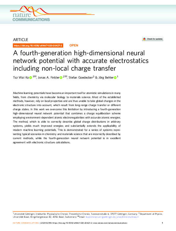 (PDF) A fourth-generation high-dimensional neural network potential ...