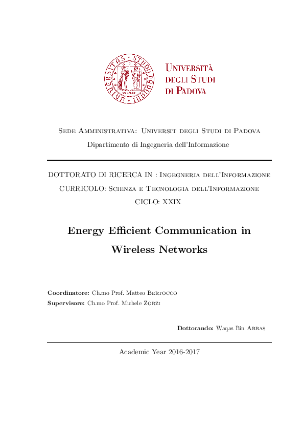 (PDF) Energy Efficient Communication in Wireless Networks
