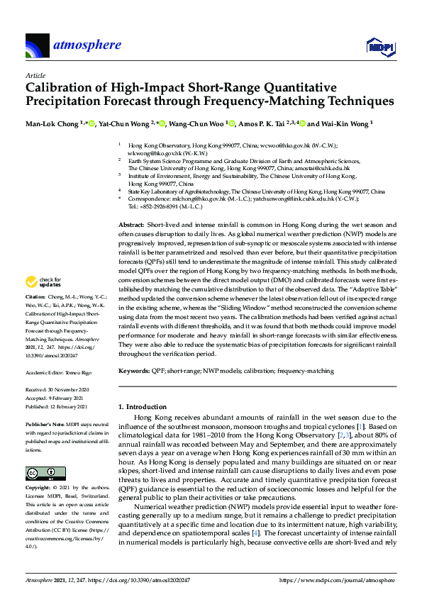 (PDF) Calibration of High-Impact Short-Range Quantitative Precipitation Forecast through ...
