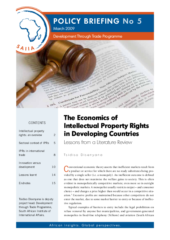 (PDF) The Economics of Intellectual Property Rights in Developing ...