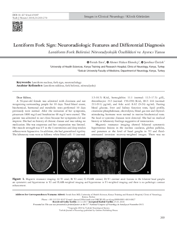 (PDF) Lentiform Fork Sign: Neuroradiologic Features and Differential ...