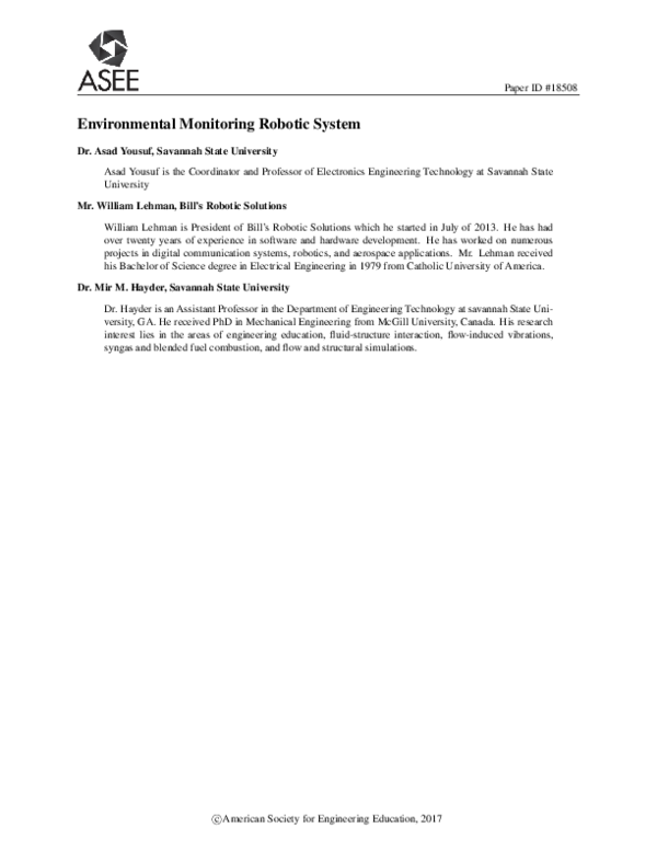 (PDF) Environmental Monitoring Robotic System