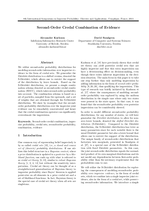 (PDF) Second-Order Credal Combination of Evidence