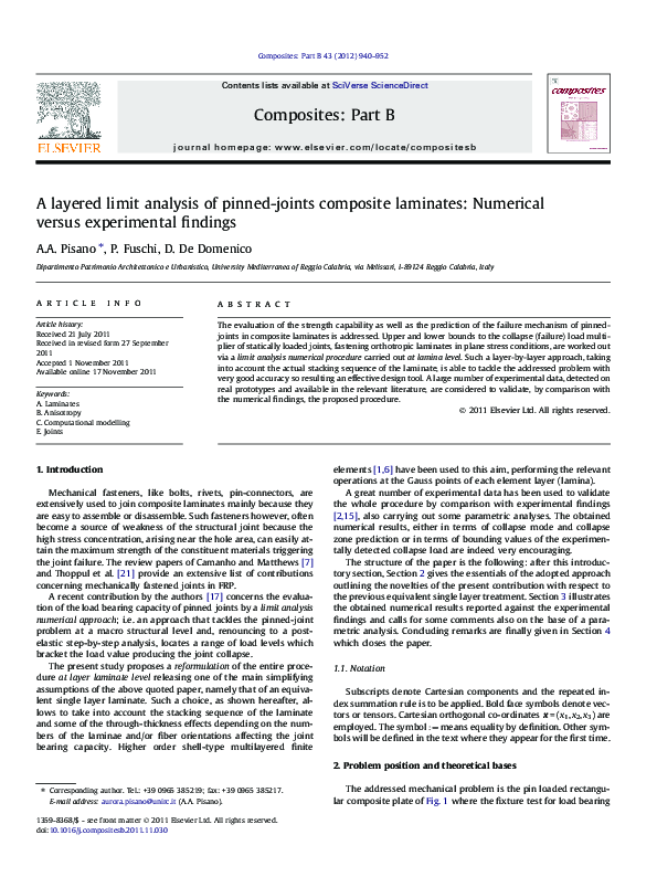 (PDF) A layered limit analysis of pinned-joints composite laminates ... (PDF) A layered limit analysis of pinned-joints composite laminates ...