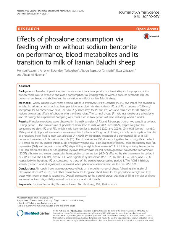 (PDF) Effects of phosalone consumption via feeding with or without ...