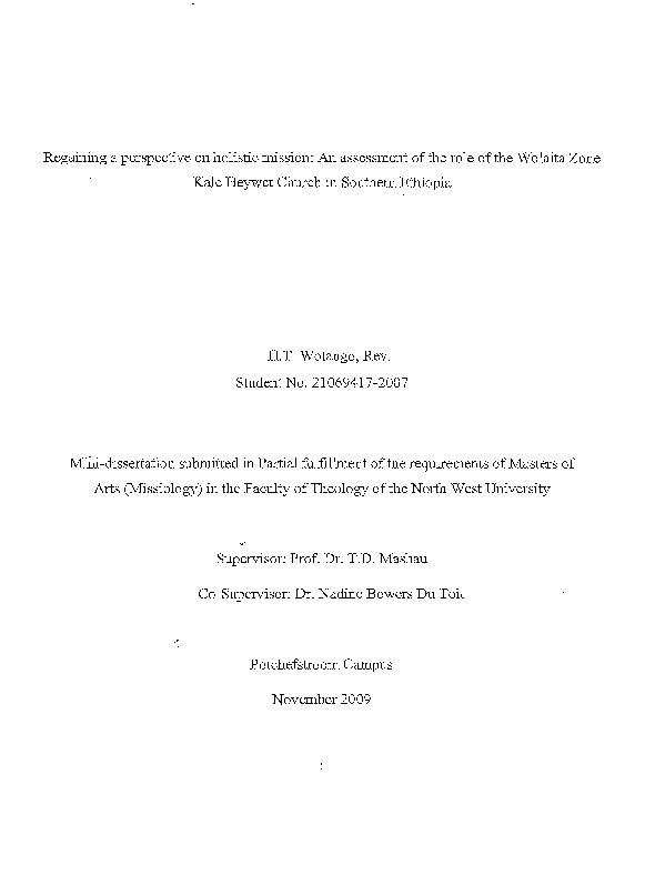 (PDF) Regaining a perspective on holistic mission : an assessment of ...