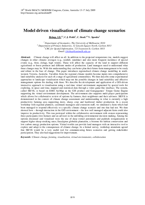 (PDF) Model driven visualisation of climate change scenarios