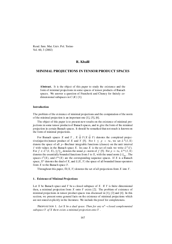 Pdf Minimal Projections In Tensor Product Spaces