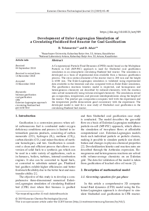 Pdf Development Of Euler Lagrangian Simulation Of A Circulating