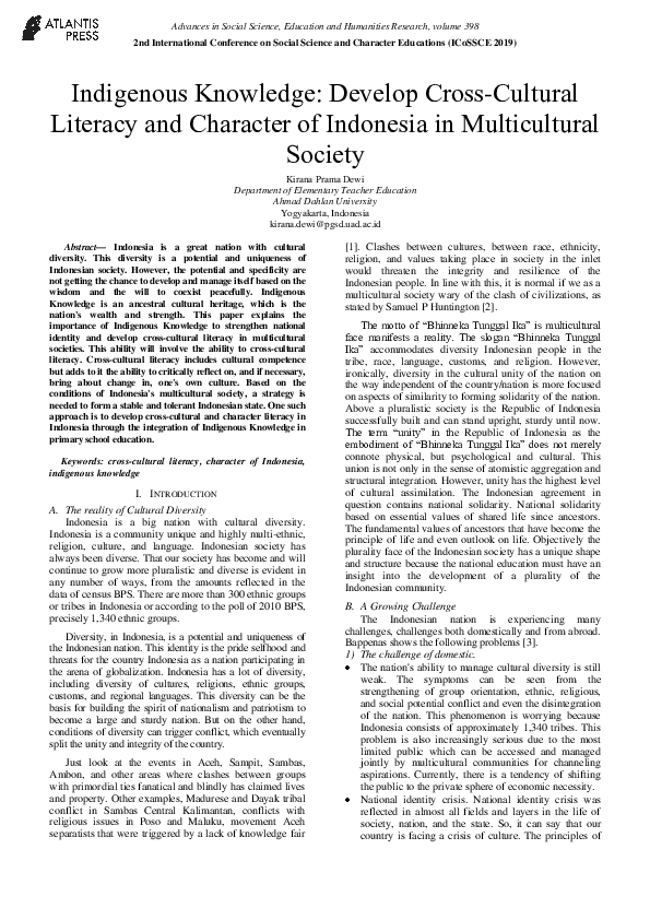 (PDF) Indigenous Knowledge: Develop Cross-Cultural Literacy and ...