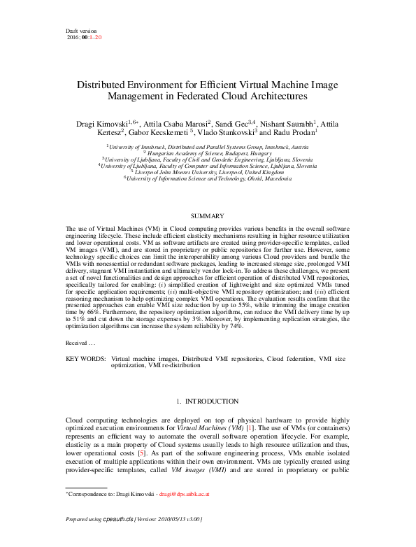(PDF) Distributed environment for efficient virtual machine image management in federated Cloud ...