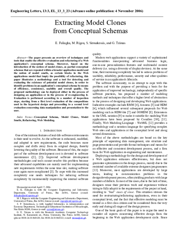 (PDF) Extracting Model Clones from Conceptual Schemas
