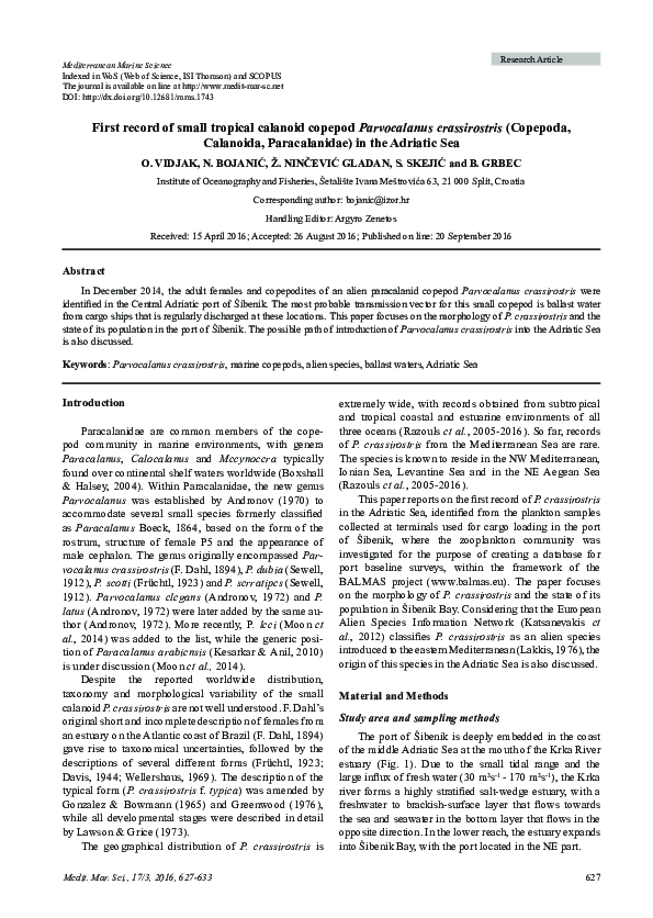(PDF) First record of small tropical calanoid copepod Parvocalanus ...