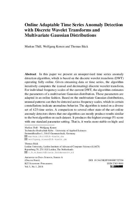 Pdf Online Adaptable Time Series Anomaly Detection With Discrete Wavelet Transforms And