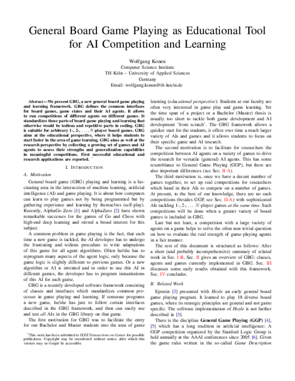 (PDF) General Board Game Playing as Educational Tool for AI Competition ...