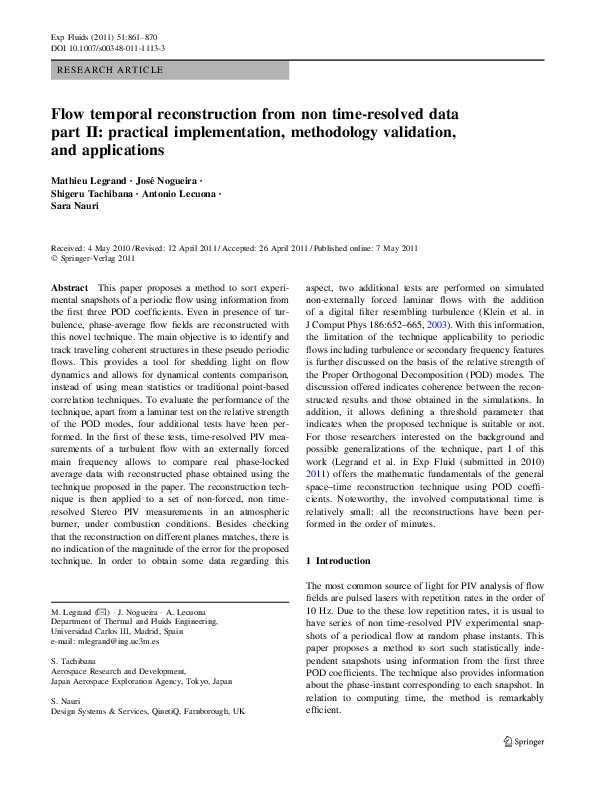 (PDF) Flow temporal reconstruction from non time-resolved data part II: practical implementation ...