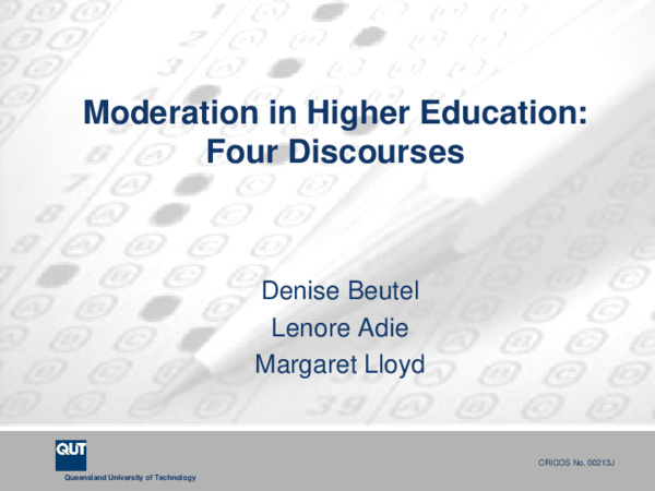 (PDF) Moderation in higher education: Four discourses